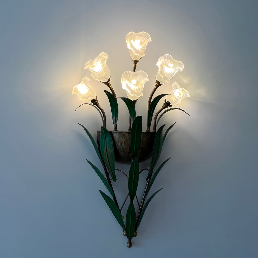 Aeyee Vintage Flower Shape Wall Sconce, White Frosted Glass Shade Wall ...