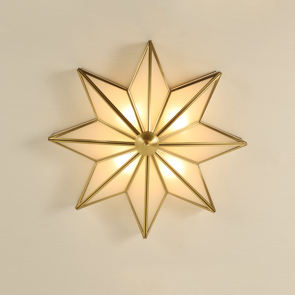 Aeyee Brass Flush Mount Ceiling Light - Star Shaped Lighting Fixture B ...