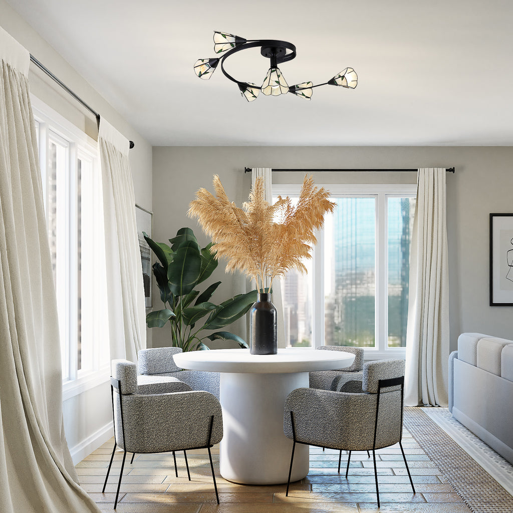 Aeyee Tiffany Ceiling Light, Classy Stained Glass Flush Mount Ceiling ...