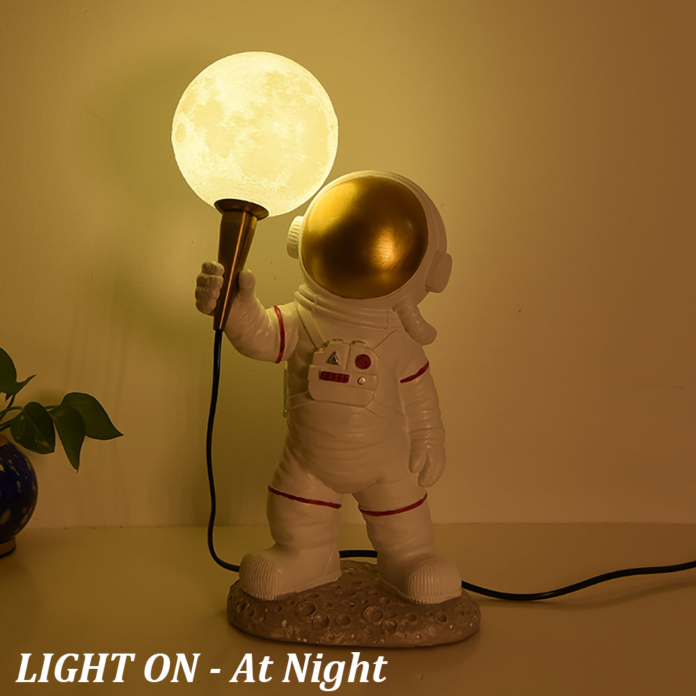 Aeyee Astronaut Table Lamp with PLA Shade, Kids Moon Bedside Desk Lamp ...