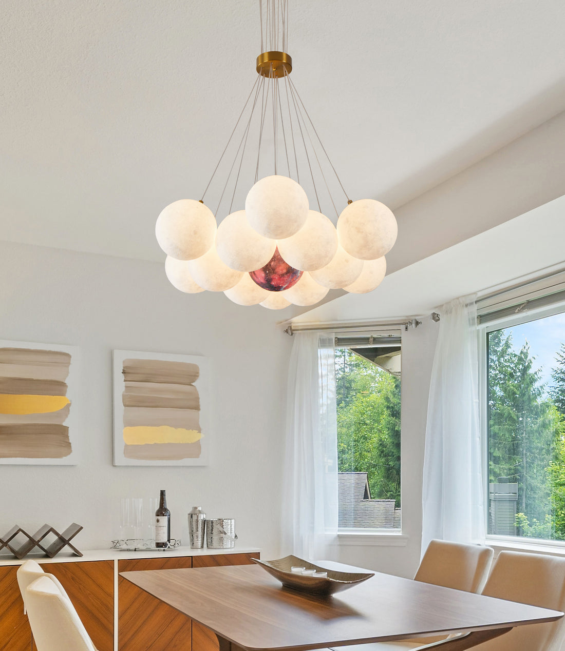 Bamboo Pendant Light Fixture - Aeyee Boho Style 1 Lights Rattan Pendan ...