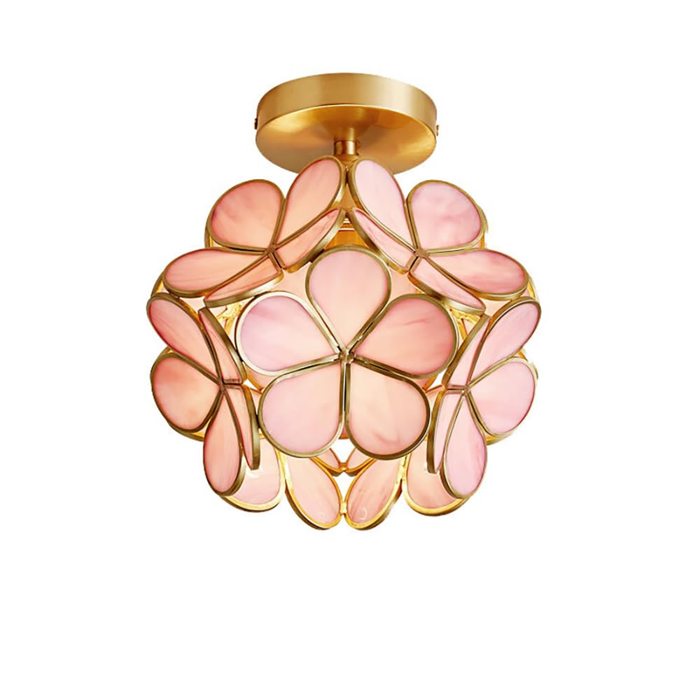 Aeyee Flower Ceiling Light Fixtures, Cute Small Stained Glass Semi Flu ...
