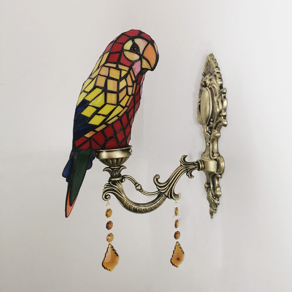 Aeyee Parrot Wall Sconce, Tiffany Wall Light with Stained Glass Shade ...