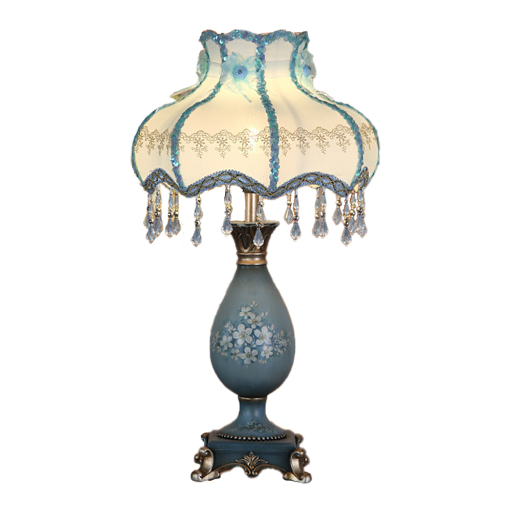 Aeyee Lovely Table Lamp with Fabric Shade, Retro Flower Decorative Bed ...