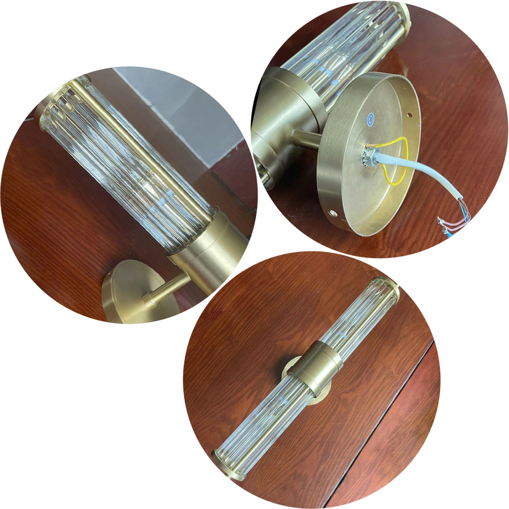 Aeyee Minimalist Linear Tube Wall Sconce, Copper Wall Light with Glass ...