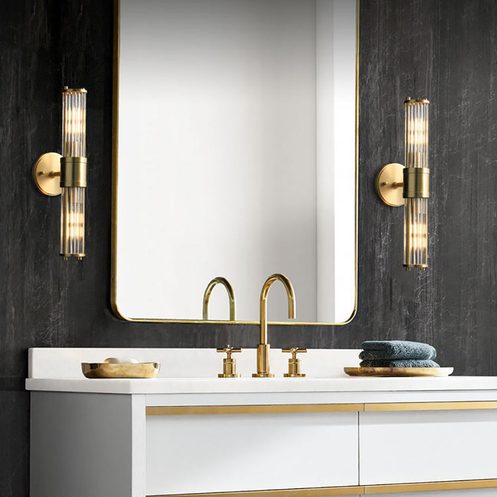 Aeyee Minimalist Linear Tube Wall Sconce, Copper Wall Light with Glass ...
