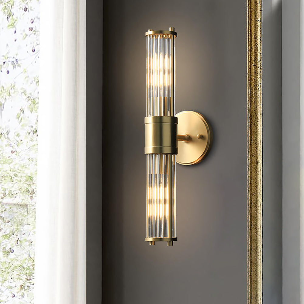 Aeyee Minimalist Linear Tube Wall Sconce, Copper Wall Light with Glass ...