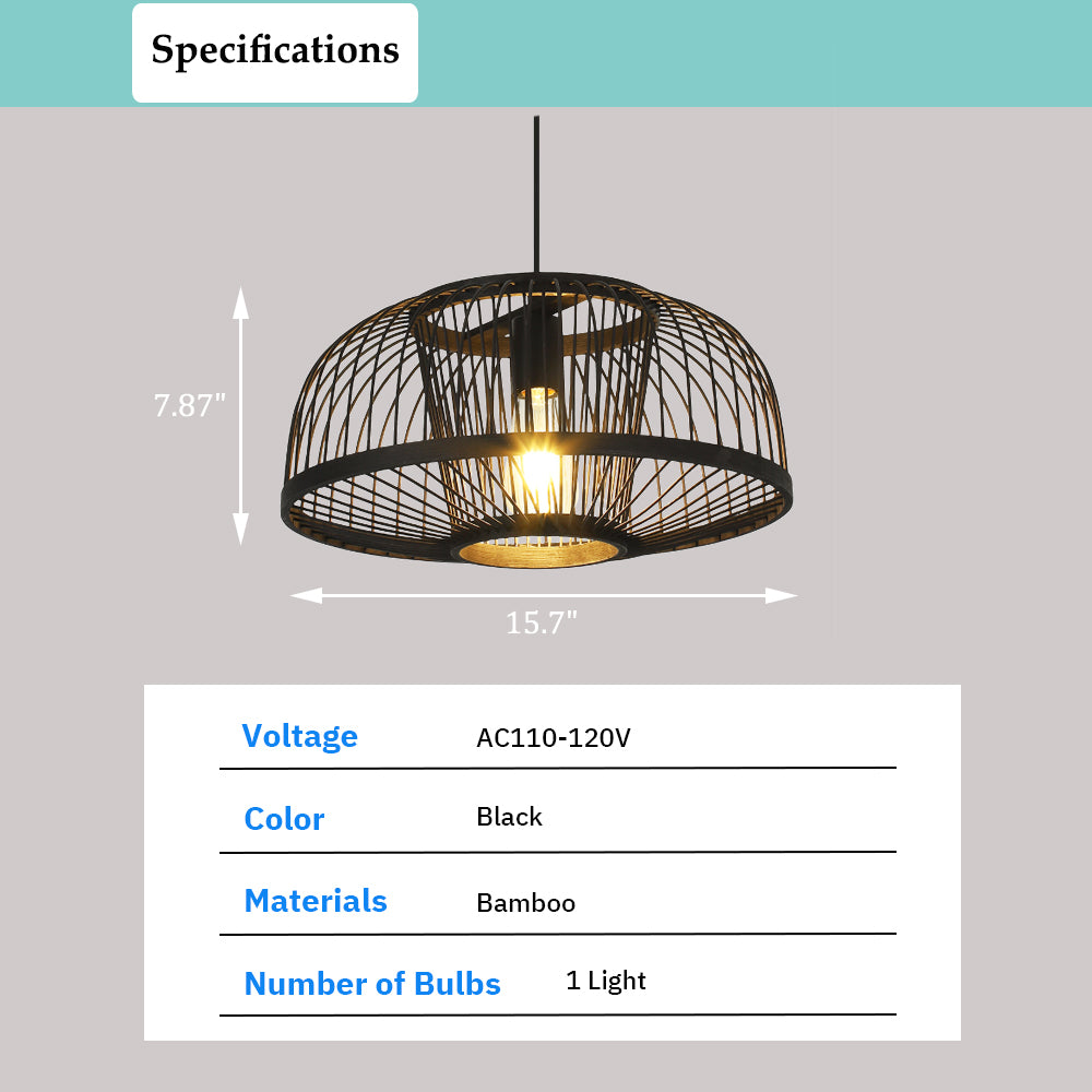 Bamboo Light Fixture - Aeyee 1 Light Rattan Pendant Light Woven Hangin ...