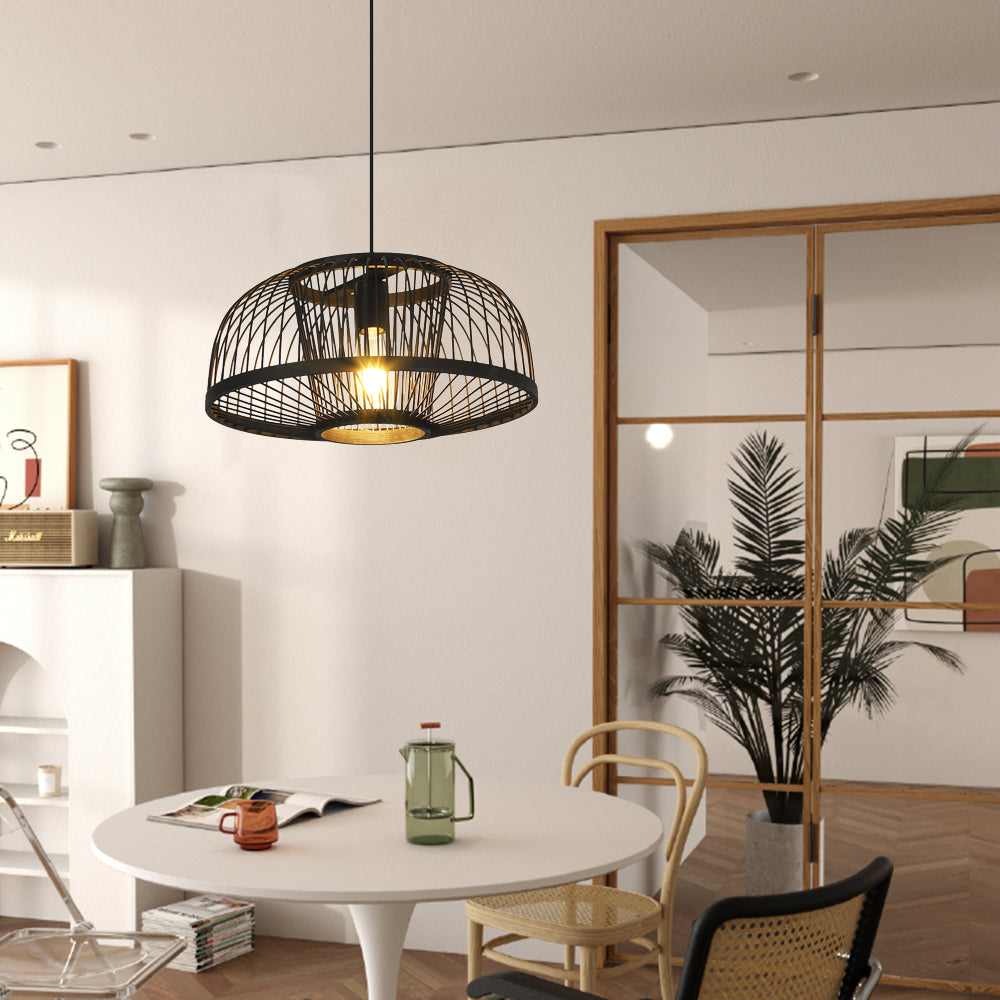 Bamboo Light Fixture - Aeyee 1 Light Rattan Pendant Light Woven Hangin ...