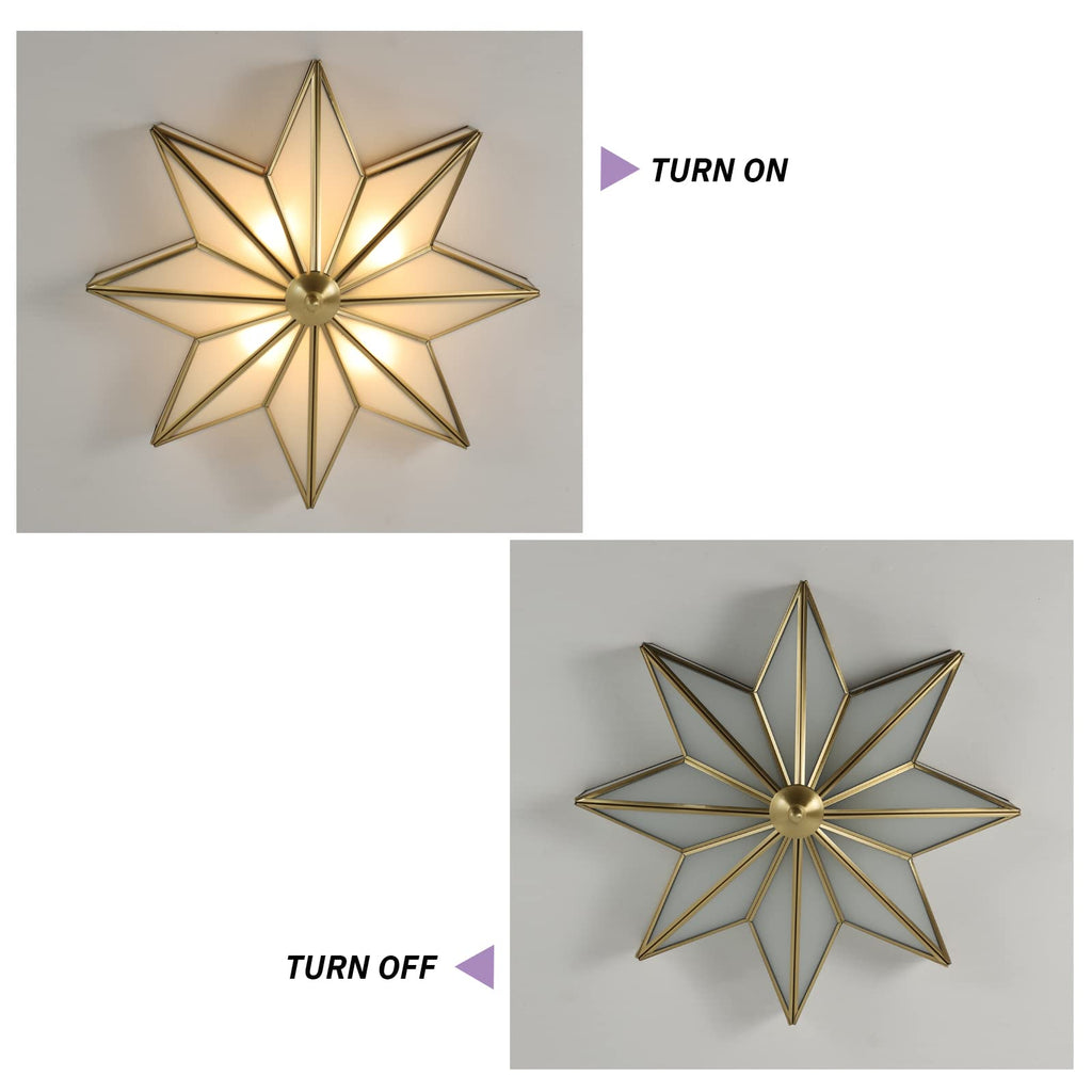 Aeyee Brass Flush Mount Ceiling Light - Star Shaped Lighting Fixture B ...