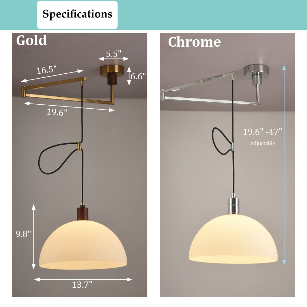 Aeyee Adjustable Pendant Light Fixture, Industrial Swing Arm Hanging L ...