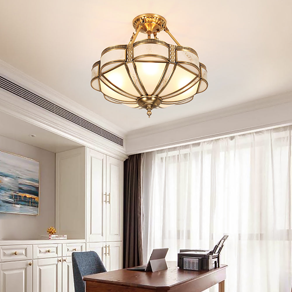 Aeyee Classy Brass Flush Mount Ceiling Light Bedroom Ceiling lamp with ...