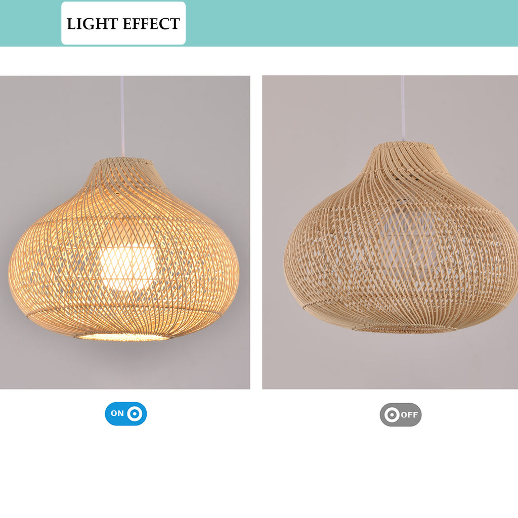 Aeyee Basket Weave Pendant Light, Modern 1 Light Bamboo Hanging Light ...