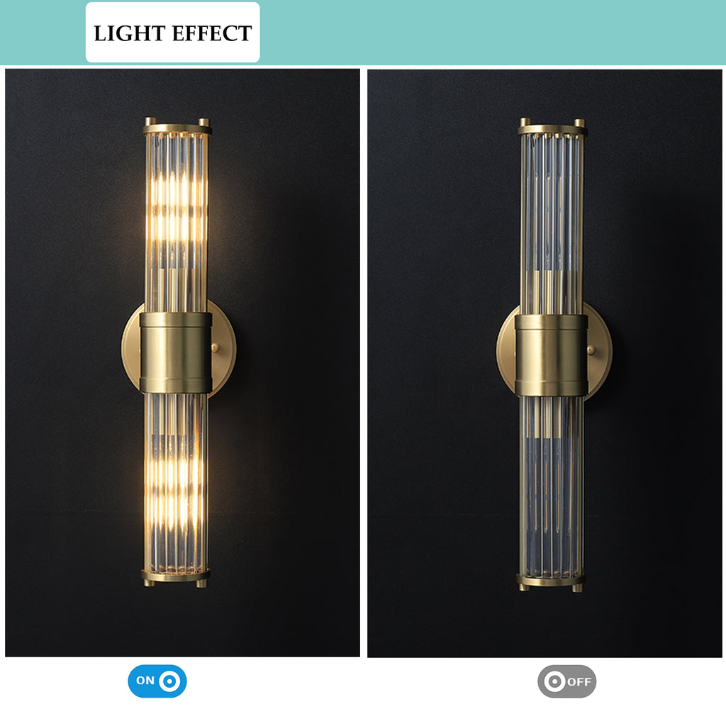 Aeyee Minimalist Linear Tube Wall Sconce, Copper Wall Light with Glass ...